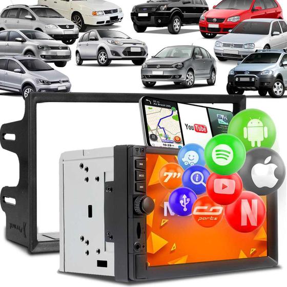 Central Multimídia Fox Golf Fiesta Polo Multilaser Evolve GP345 Preta TV BT Espelha Smartphone ...