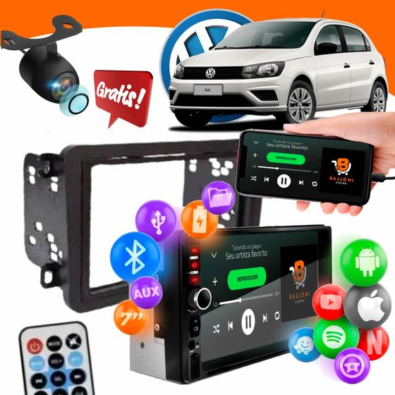 Central Multimidia Gol G7 2016 2017 2018 2019 2020 2021 Bluetooth Camera Usb Espelha - BALLONI ...