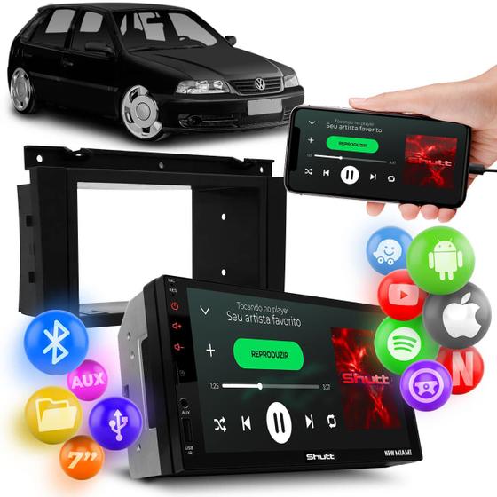 Central Multimídia Gol Voyage Saveiro G3 2000 a 2005 MP5 Espelha Iphone Android 2 Din 7 ...