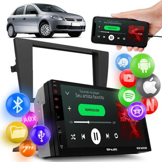 Central Multimídia Gol Voyage Saveiro G5 2009 a 2013 2Din 7" Espelha Android IOS New Miami ...