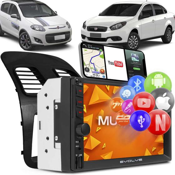 Central Multimídia Grand Siena Palio Sporting Multilaser Evolve GP348 MP5 Black Piano BT Espelha ...