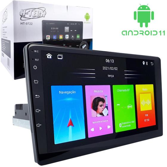 Central Multimidia H-Tech 9pol 1Din 2Din Android 11 Compativel com sistemas IOS e Android Wi-Fi ...
