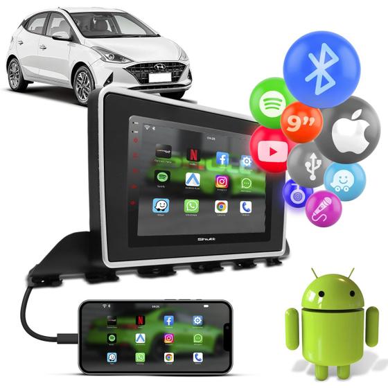 Central Multimidia HB20 2020 a 2023 2 Din 9 Pol Full Touch Bt Espelhamento USB FM Wi-fi Preto ...