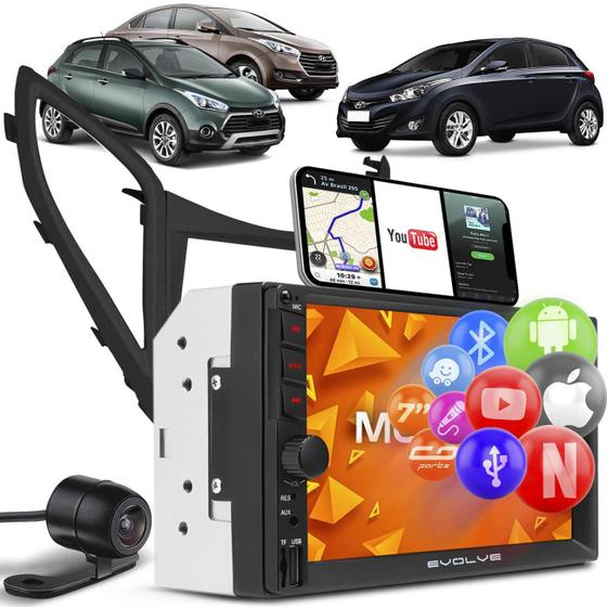 Central Multimídia HB20 HB20S HB20X Multilaser Evolve GP348 Preta MP5 BT Espelhamento + Câmera ...