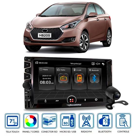 Central Multimídia Hyundai HB20 2012 a 2019 Espelhamento Aplicativos Spotify BT USB SD + Câmera ...