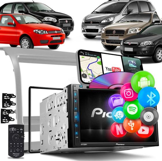 Central Multimídia Idea Strada Palio Pioneer AVH-Z5280TV Prata TV BT Espelhamento Android IOS ...