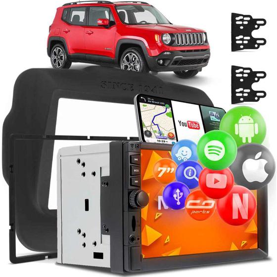 Central Multimídia Jeep Renegade Multilaser Evolve GP345 Preta Fosca TV BT Espelha Smartphone ...