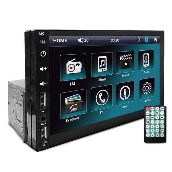 Central Multimídia MP5 1 Din JR8 Tela 7 Espelhamento Bluetooth USB SD AUX - Central Multimídia ...