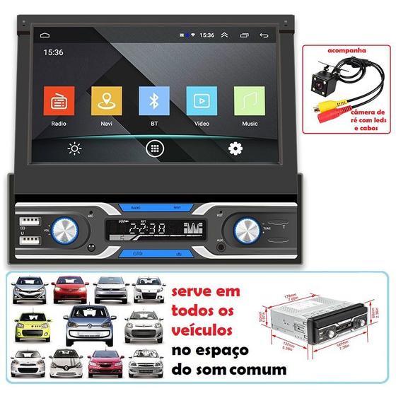 Central Multimídia MP5 1Din Com Tela de 7 Retrátil Bluetooth 2USBs - Profrocar - Central ...
