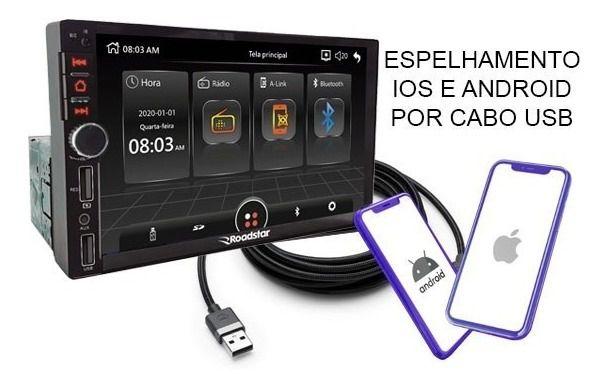 Central Multimídia Mp5 1din Espelhamento Bluetooth Usb Cartão SD RS401BR - Roadstar - Central ...