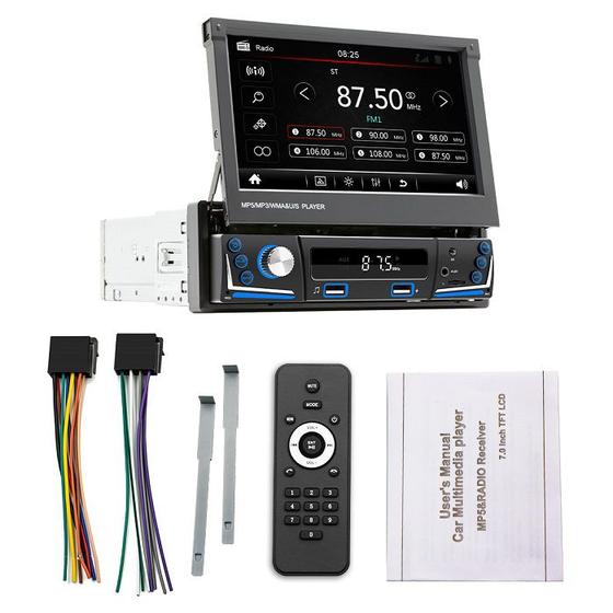 Central Multimídia MP5 1Din Tela de 7 Pols Retrátil Bluetooth USB Controle - Profrocar - Central ...