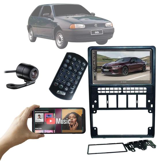 Central Multimidia Mp5 2 Din 7" + Moldura Gol G2 + Câmera Ré - H-tech - Central Multimídia ...