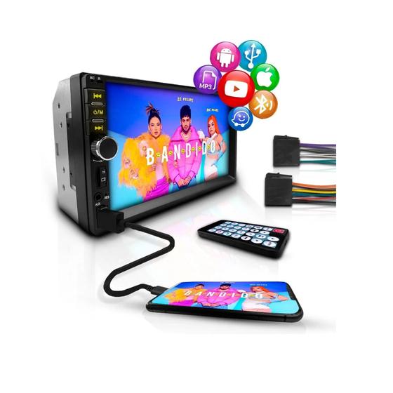 Central Multimídia Mp5 2 Din Tela De 7 Bluetooth Usb Espelha 7018 ...