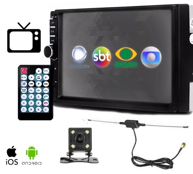 Central Multimídia Mp5 7810HV Espelhamento Bluetooth Android IOS com TV com Câmera Quadrada - Ht ...