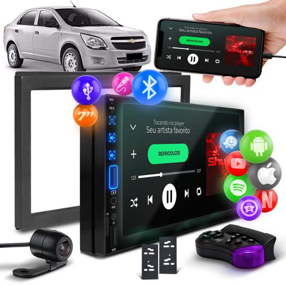 Central Multimídia MP5 Moldura 2 Din Onix Prisma Cobalt Preta Espelha Android 7" New Miami ...