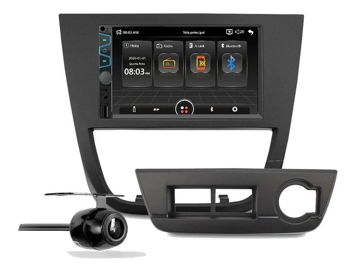 Central Multimídia MP5 RS404BR Plus + Moldura 2 Din Gol G5 Grafite + Câmera de Ré - Kit de ...