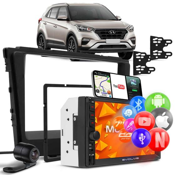 Central Multimídia Multilaser Creta 17 a 20 Evolve GP348 MP5 2Din Espelha Android IOS + Câmera ...