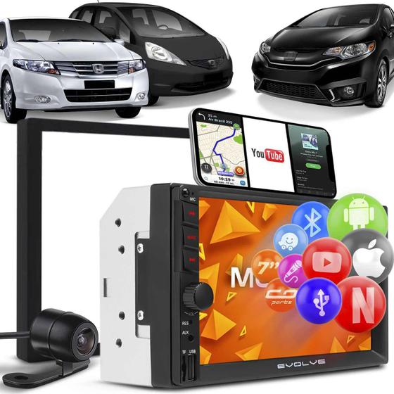 Central Multimídia Multilaser Fit New fity City Evolve GP348 MP5 2 Din Espelha Android IOS ...