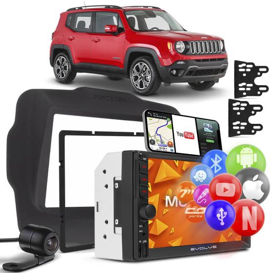 Central Multimídia Multilaser Jeep Renegade Evolve GP348 MP5 2Din Espelha Android IOS + Câmera ...