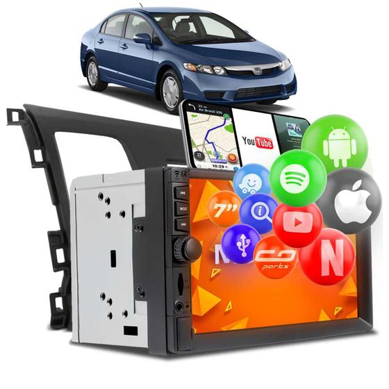 Central Multimídia New Civic 2007 a 2011 Multilaser Evolve GP345 TV Digital Espelha Smartphone ...