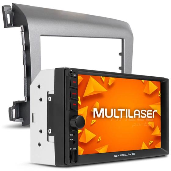 Central Multimídia New Civic Multilaser Evolve GP348 MP5 2Din BT USB Espelha Android Iphone ...
