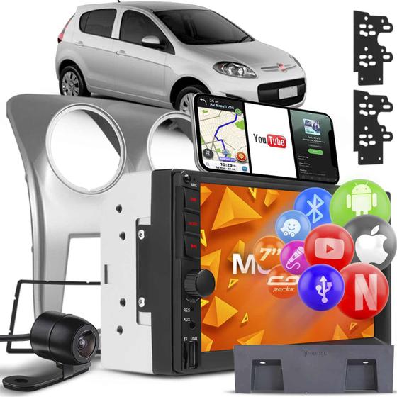 Central Multimídia Novo Palio 12 a 16 Multilaser Evolve GP348 MP5 Prata Espelhamento + Câmera de ...