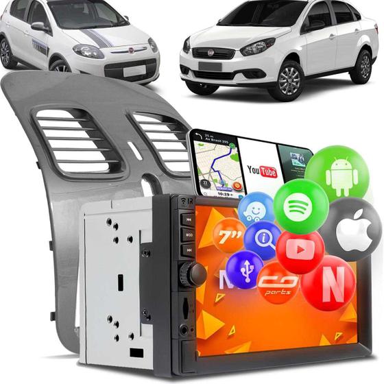 Central Multimídia Palio Grand Siena Multilaser Evolve GP345 Champagne TV BT Espelha Smartphone ...