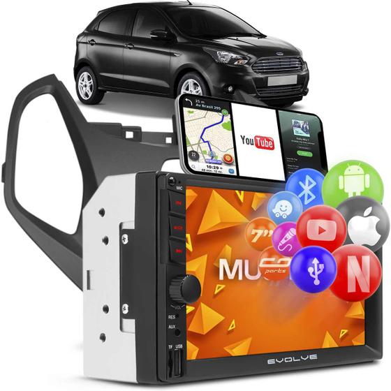 Central Multimídia Palio Strada Idea Siena Multilaser Evolve GP348 MP5 2Din BT Espelha + Moldura ...