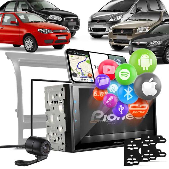 Central Multimídia Palio Strada Idea Siena Pioneer DMH-Z6380TV Prata TV BT Espelhamento + Câmera ...