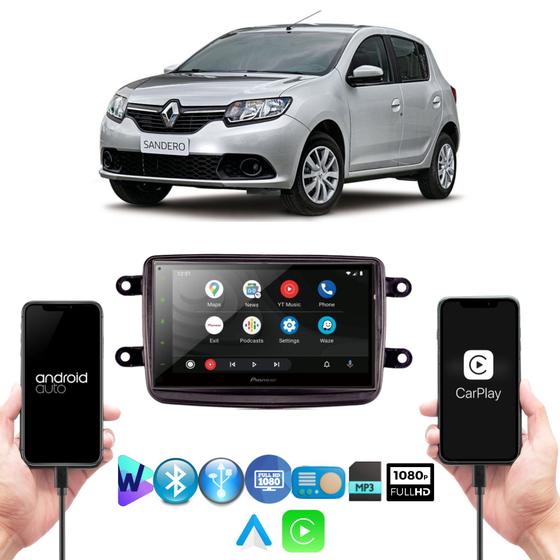 Central Multimidia Pionner Sandero 2015 2016 2017 2018 2019 2020 2021 2022 Renault Android Auto ...