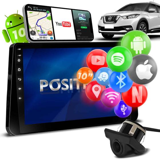 Central Multimídia Pósitron SP9090AD 2 Din 10” Kicks 2017 A 2022 ...