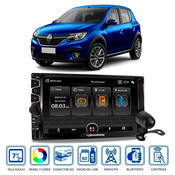 Central Multimídia Renault Sandero 2014 a 2022 Espelhamento Aplicativos ...