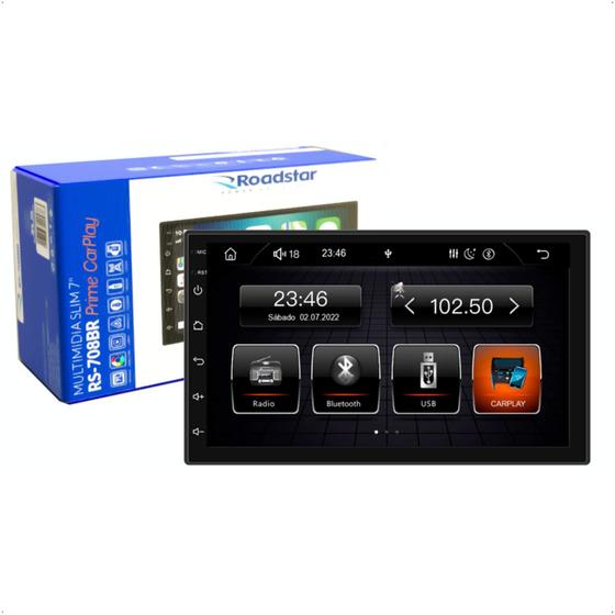 Central Multimídia Som Automotivo MP5 Roadstar 7 Pol Touch Carplay Android Auto Rádio FM ...