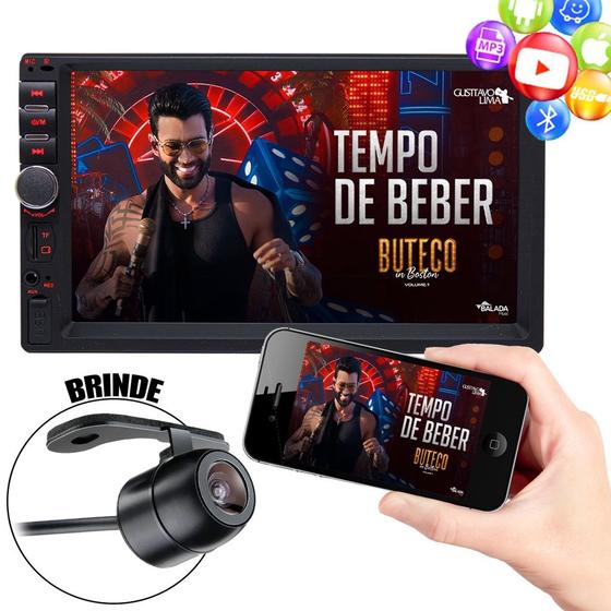 Central Multimidia Tipo Pioneer Mp5 Touch Sreen Espelhamento Tela 2 Din 7 Polegadas+Camera de Ré ...