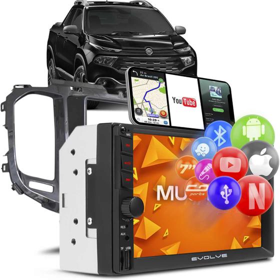 Central Multimídia Toro 16 a 19 Multilaser Evolve GP348 MP5 2 Din Black Piano BT Espelhamento ...