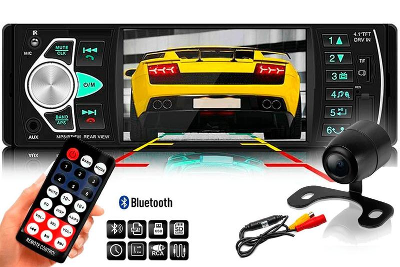 Central Multimídia Universal 1din Usb Bluetooth Espelhamento Mp5 Mp4 Mp3 + Camera de Ré ...