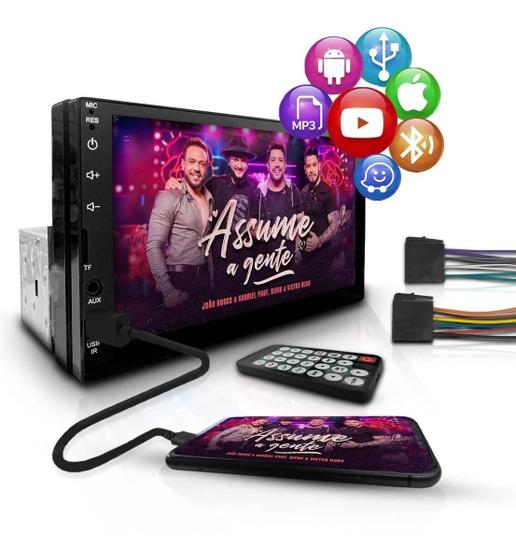 Central Multimídia Universal Car Play Android Auto 7 Polegadas 1 Din 2 Din - TayTech T150 ...