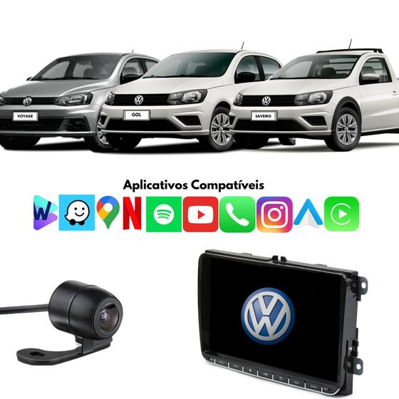 Central Multimidia Volkswagen Gol Voyage Saveiro G8 2019 2020 2021 2022 Android Auto Carplay 9 ...