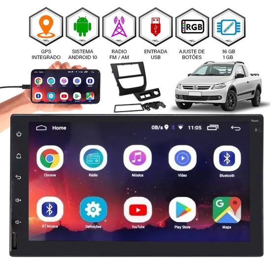 Central Multimídia Volkswagen Saveiro G5 Cross 2008 a 2012 Sistema Android Wi-Fi 7 Polegadas ...