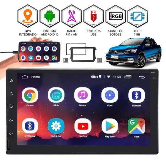 Central Multimídia Volkswagen Saveiro G8 2020 a 2022 Sistema Android Wi-Fi 7 Polegadas Bluetooth ...