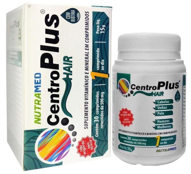 Centro Plus Hair-suplemento vitamínico e mineral-30 comprimidos-500mg ...