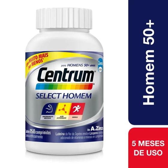 Centrum Select Homem 50 + c/ 150 Comprimidos - GLAXO - Multivitamínico / Polivitamínico ...