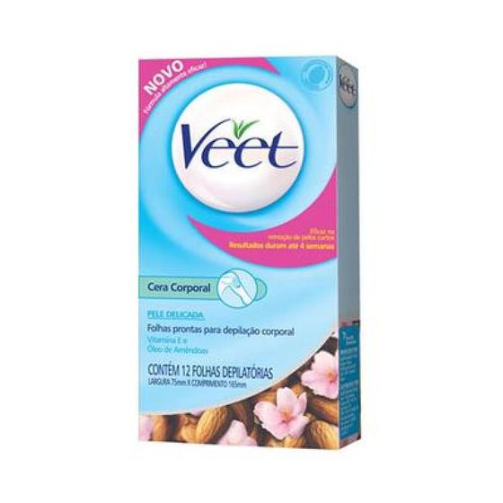 Cera Fria Corp Veet Folhas Dep Pele Delicada 12 Unidades - Folhas e ...
