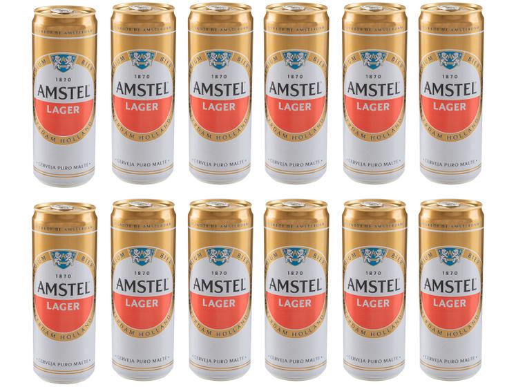 Cerveja Amstel Lager Puro Malte 12 Unidades - Lata 350ml - Cerveja ...