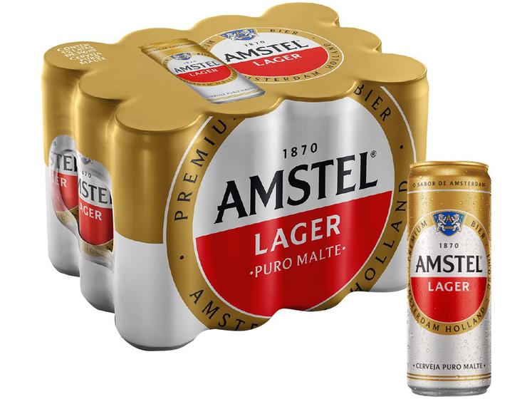 Cerveja Amstel Lager Puro Malte 12 Unidades - Lata 350ml - Cerveja ...