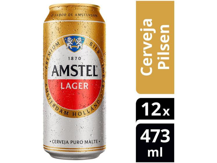 Cerveja Amstel Pilsen Lager 12 Unidades - Lata 473ml - Cerveja ...