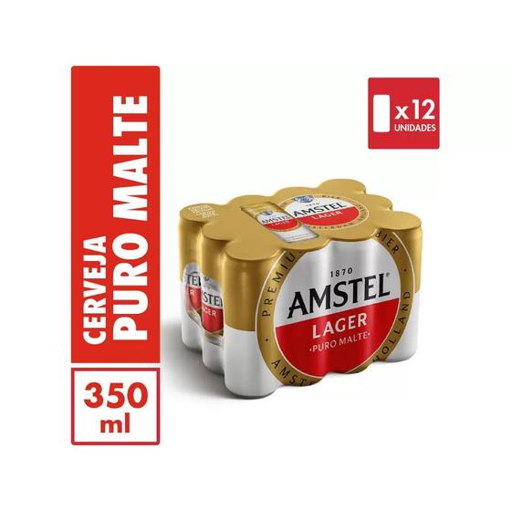 Cerveja Amstel Puro Malte Pilsen Pack com 12 Latas de 350ml - Cerveja ...