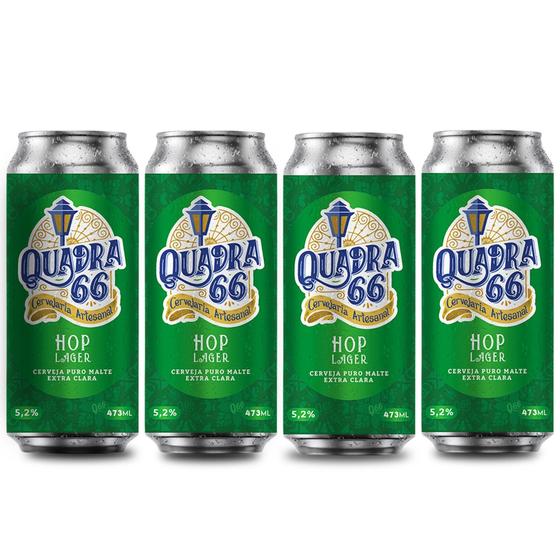 Cerveja artesanal Quadra 66 Hop Lager - Pack 4 Latas 473ml - Cervejaria ...