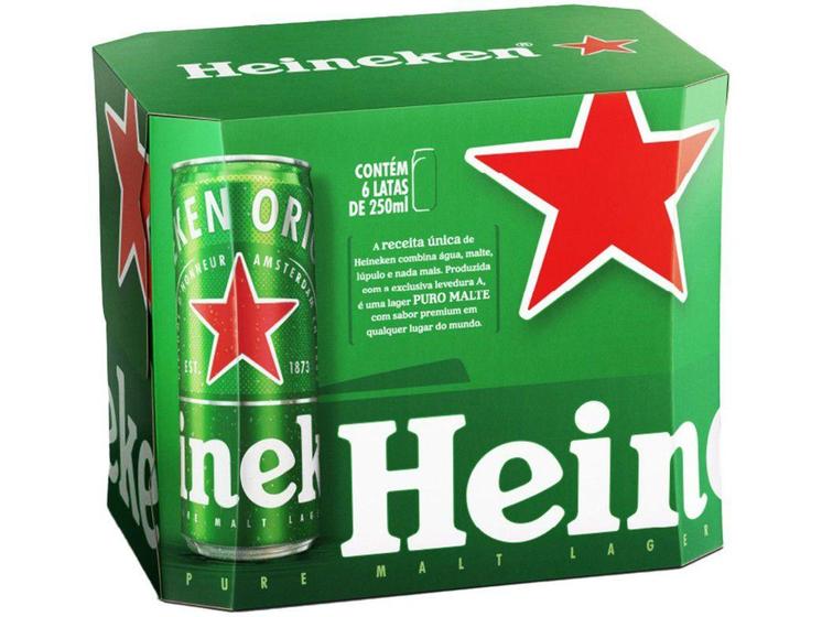 Cerveja Heineken Puro Malte Lager Premium - 6 Unidades Lata 250ml ...