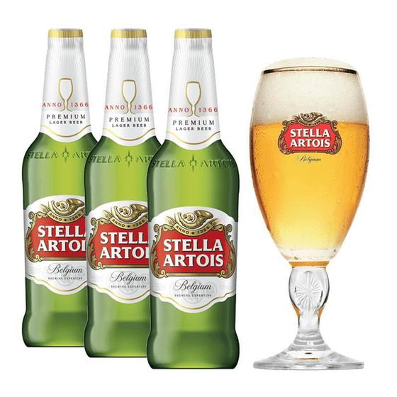 Cerveja Stella Artois 330Ml 3 Unidades + Taça Stella Artois - Kit ...